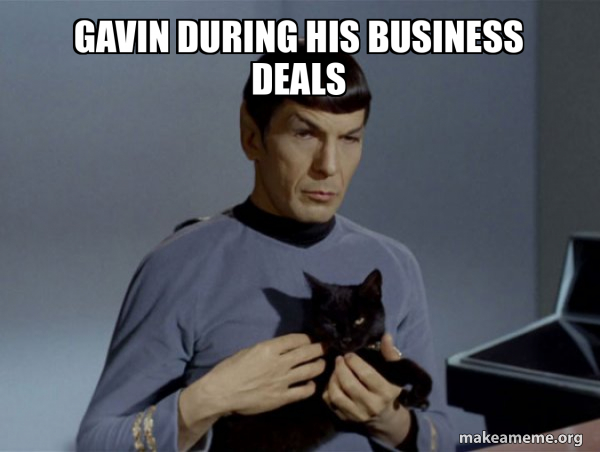 gavin during his business deals - Spock and Cat Meme Meme Generator