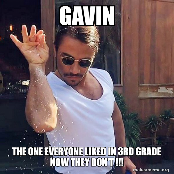 Gavin the one everyone liked in 3rd grade now they don't !!! - SaltBae ...