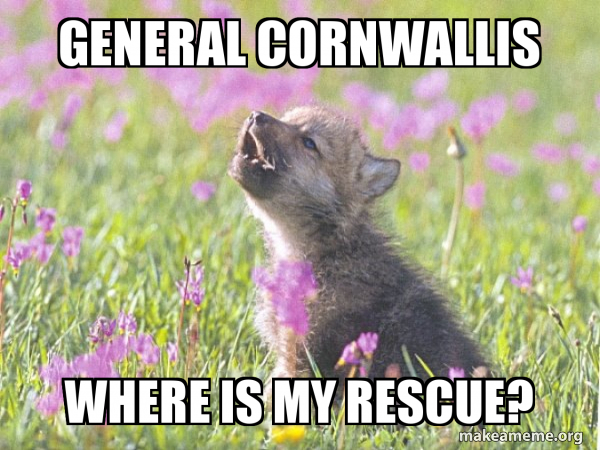 General Cornwallis Where is my rescue? - Baby Insanity Wolf Meme Generator