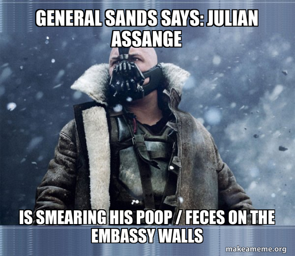 General Sands says: Julian Assange is smearing his poop / feces on the ...