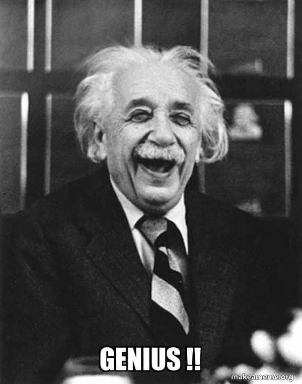 Genius !! - Laughing Albert Einstein Meme Generator