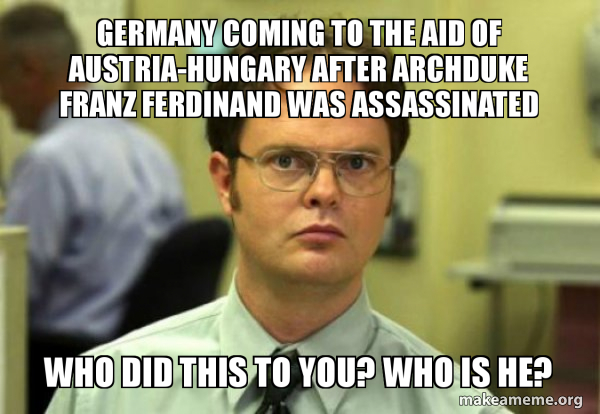 Germany coming to the aid of Austria-Hungary after Archduke Franz ...