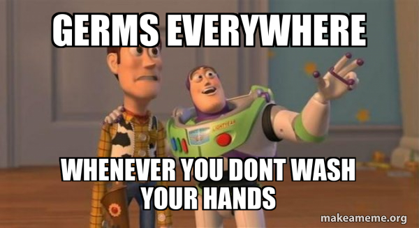 germs everywhere whenever you dont wash your hands - Buzz and Woody ...