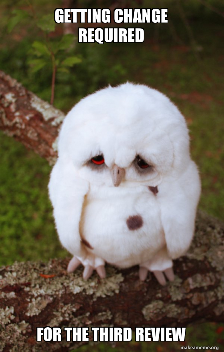 Getting change required for the third review - Sad Owl Meme Generator