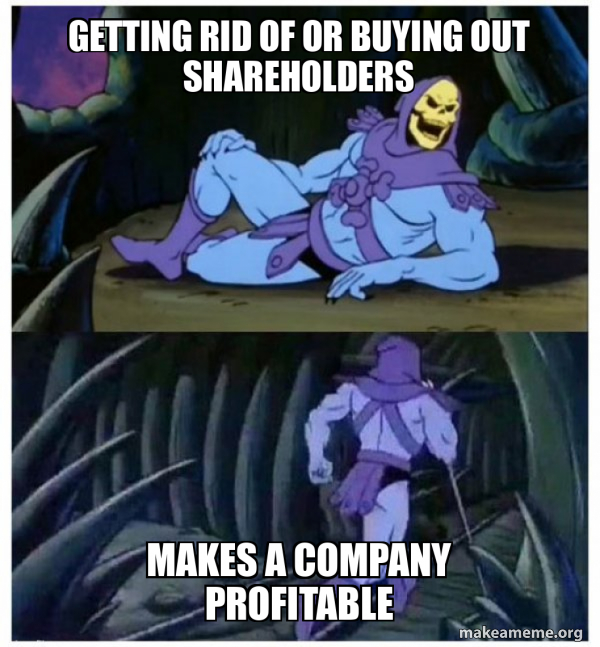 GETTING RID OF OR BUYING OUT SHAREHOLDERS MAKES A COMPANY PROFITABLE ...