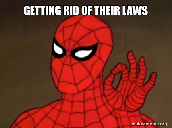 getting rid of their laws - Spiderman - Care factor Zero Meme Generator