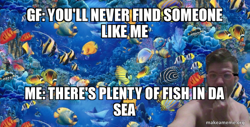 GF: You'll never find someone like me me: There's plenty of fish in da ...