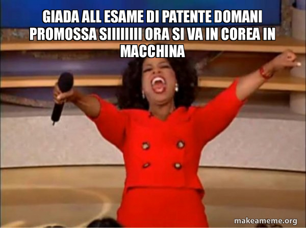 giada all esame di patente domani PROMOSSA siiiiiiii ora si va in corea ...