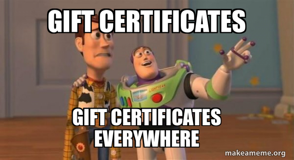 GIFT certificates Gift certificates everywhere - Buzz and Woody (Toy ...