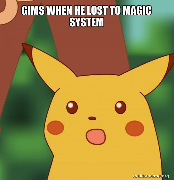 Gims when he lost to Magic system - Surprised Pikachu Meme Generator
