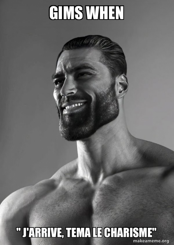 GIMS WHEN " j'arrive, tema le charisme" - Gigachad Meme Generator