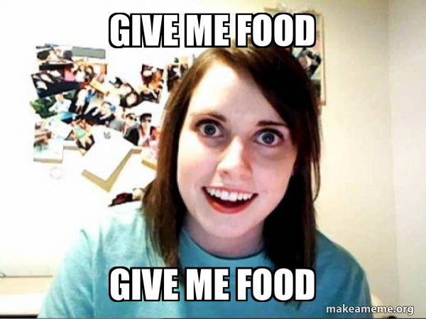 give me food give me food - Overly Attached GirlFriend Meme Generator