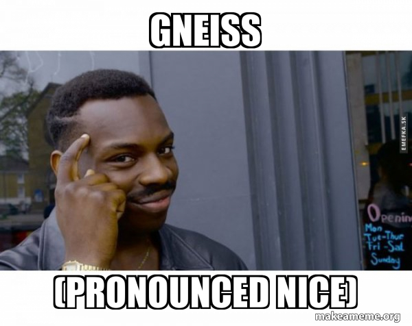 Gneiss (pronounced nice) - Roll Safe Black Guy Pointing at His Head ...