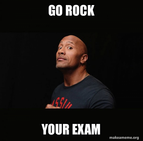 go rock your exam - Dwayne Johnson (The Rock) Meme Generator