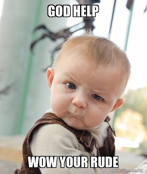 GOD HELP Wow your rude - Skeptical Baby Meme Generator