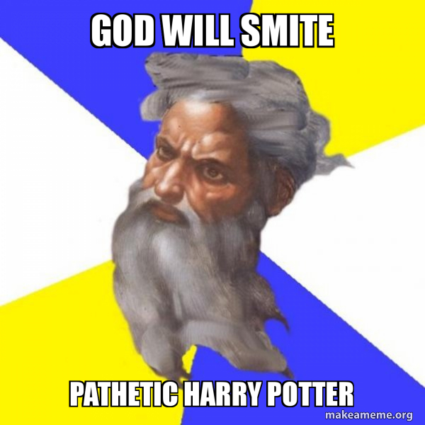GOD WILL SMITE PATHETIC HARRY POTTER - Advice God Meme Generator