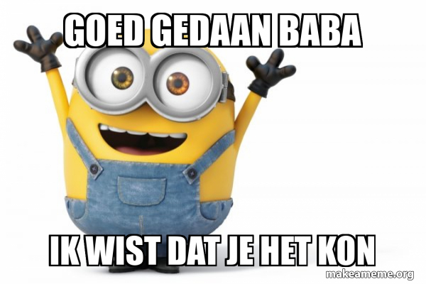 Goed gedaan baba Ik wist dat je het kon - Happy Minion Meme Generator