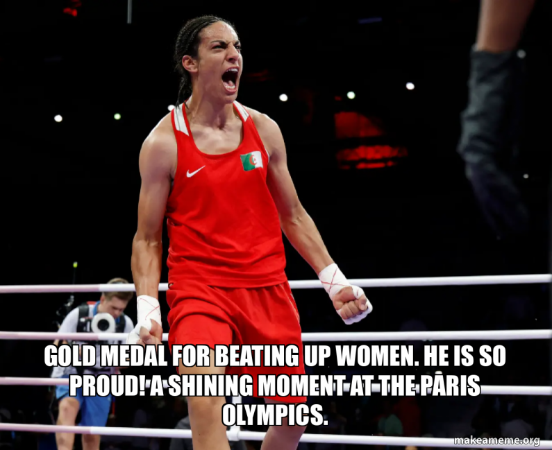 gold medal for beating up women. he is so proud! a shining moment at ...