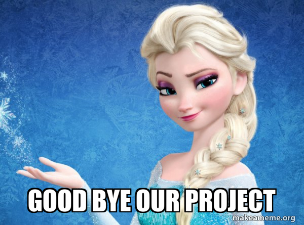 Good bye our project - Elsa from Frozen Meme Generator