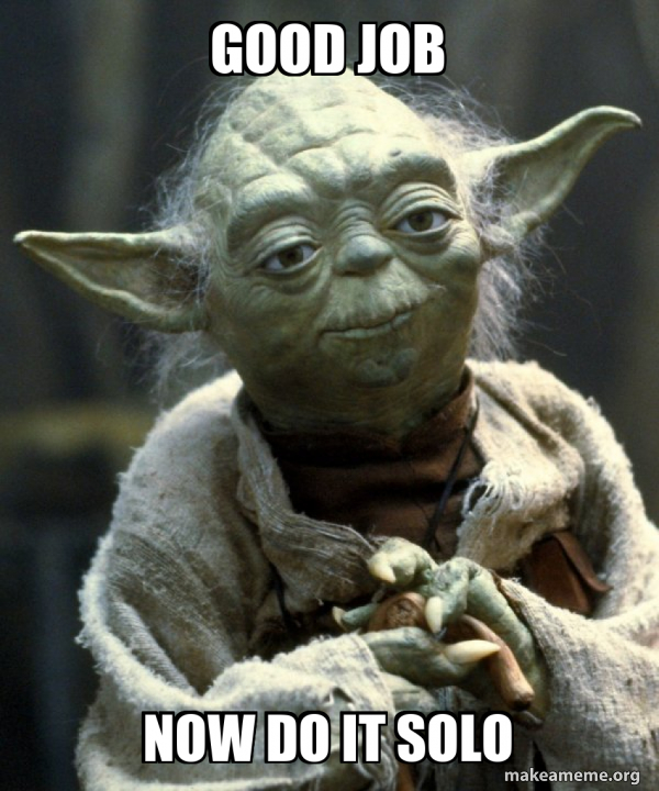 Good job now do it solo - Yoda Meme Generator