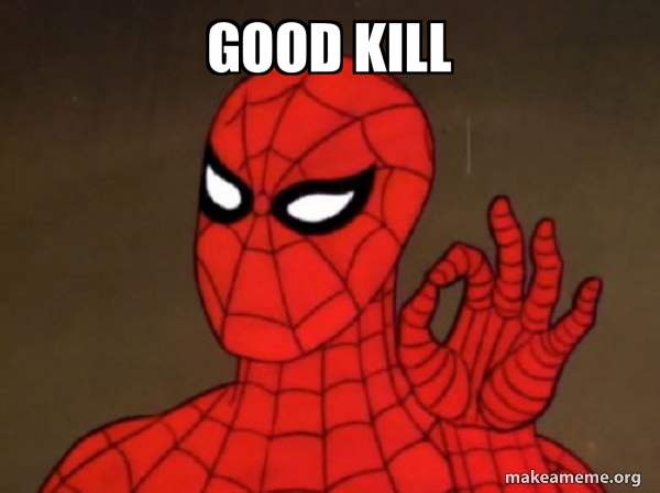 Good kill - Spiderman - Care factor Zero Meme Generator
