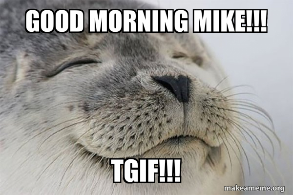 Good Morning Mike!!! TGIF!!! - Satisfied Seal Meme Generator