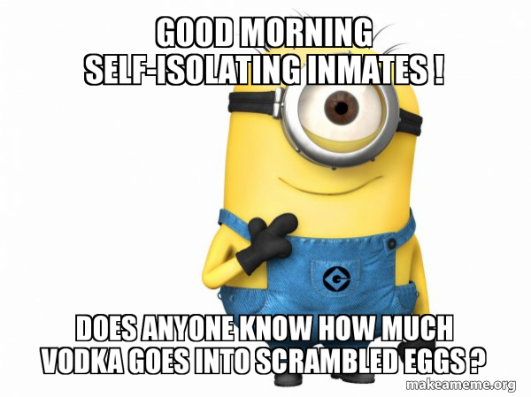 Good Morning Self-isolating Inmates ! Does anyone know how much vodka ...