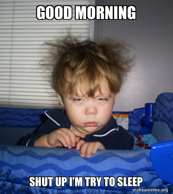 Good morning shut up I'm try to sleep - Monday Mornings Meme Generator