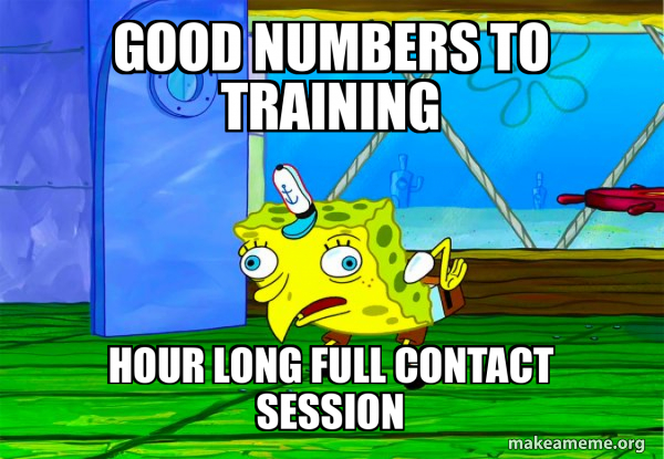 Good numbers to training Hour long full contact session - Mocking ...