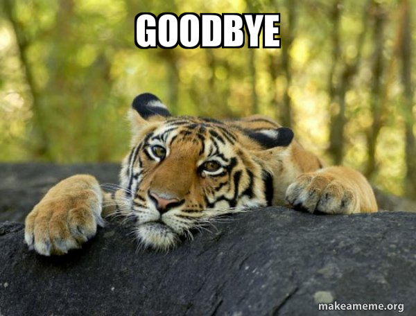 Goodbye - Confession Tiger Meme Generator