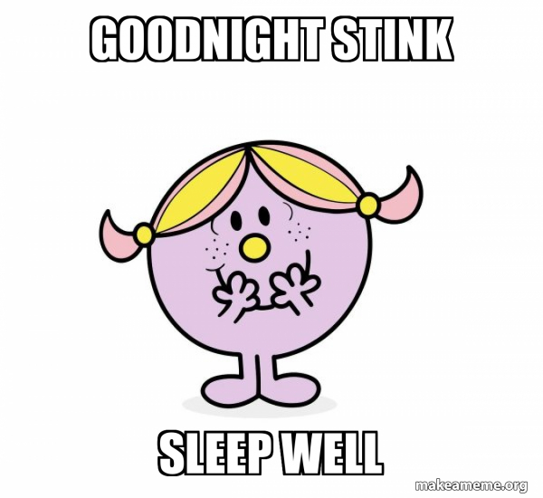 goodnight stink sleep well - Little Miss Meme Generator