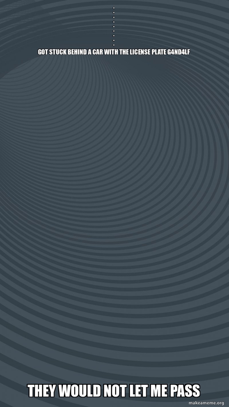 Got stuck behind a car with the license plate G4ND4lf They would not let