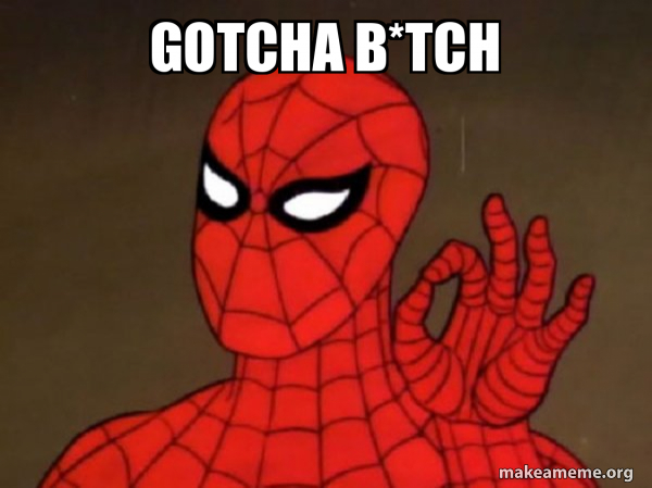 gotcha b*tch - Spiderman - Care factor Zero Meme Generator