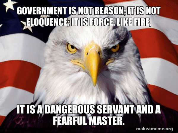 Government is not reason; it is not eloquence; it is force. Like fire ...