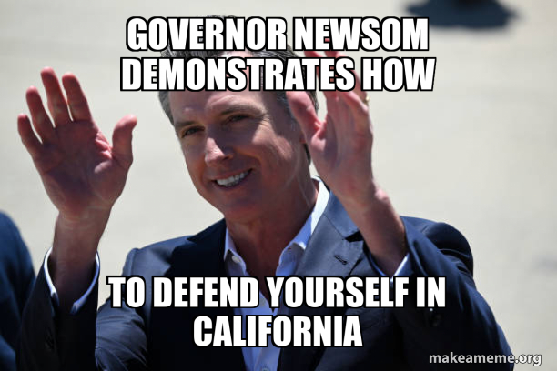 Governor Newsom Demonstrates How To Defend Yourself In California Meme ...