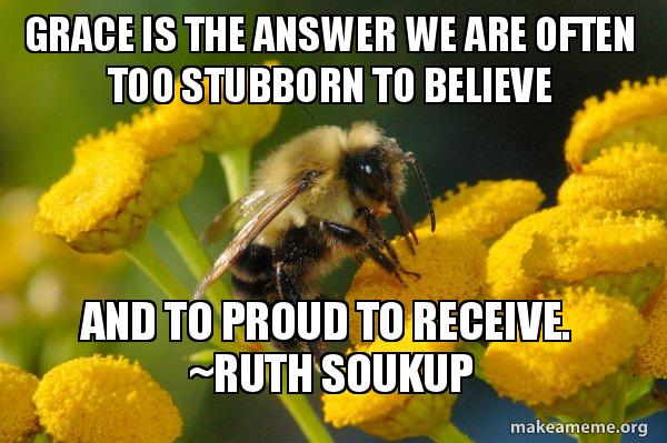 Grace is the answer we are often too stubborn to believe and to proud ...