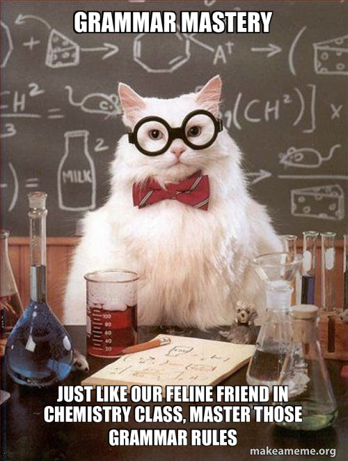 Grammar Mastery Just like our feline friend in chemistry class, master ...