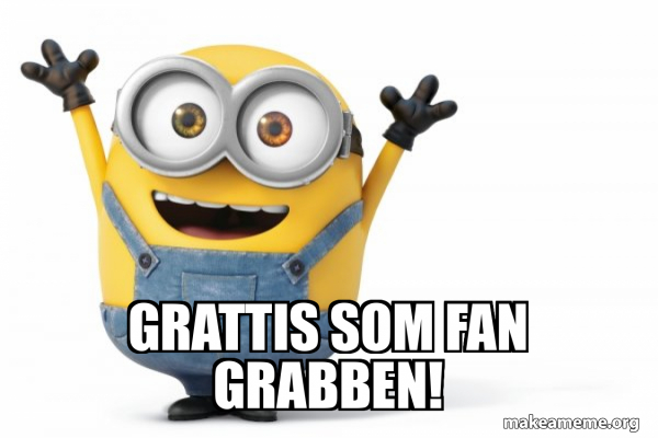 Grattis som fan grabben! - Happy Minion Meme Generator