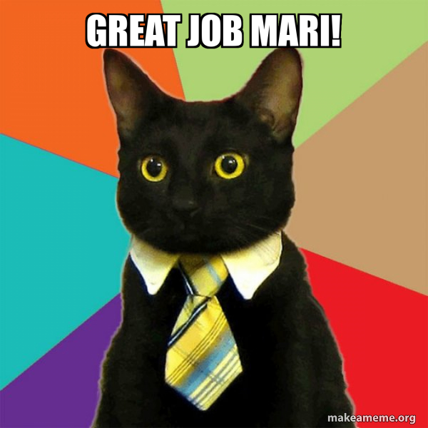 Great job Mari! - Business Cat Meme Generator