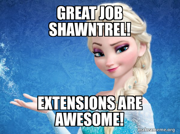 Great job Shawntrel! Extensions are awesome! - Elsa from Frozen Meme ...