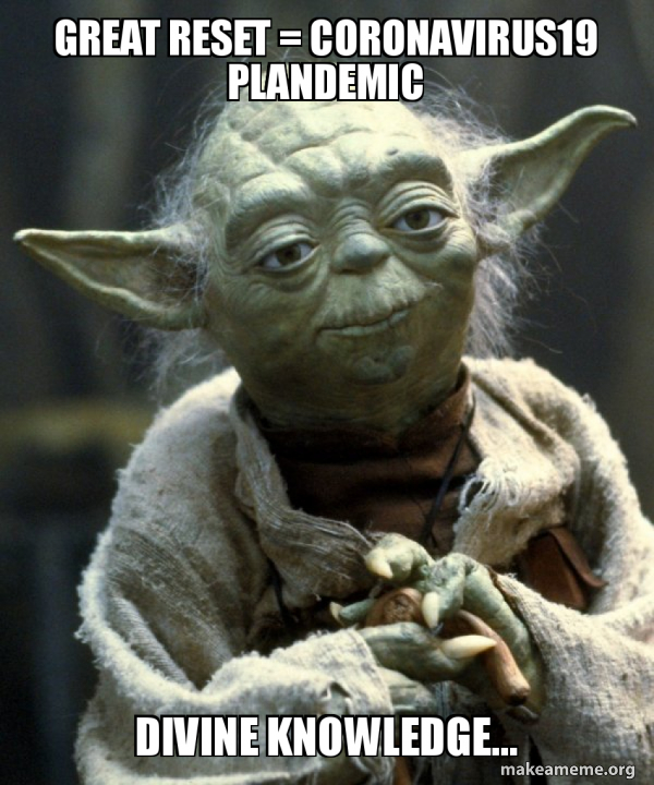 Great RESET = Coronavirus19 Plandemic Divine knowledge... - Yoda Meme ...