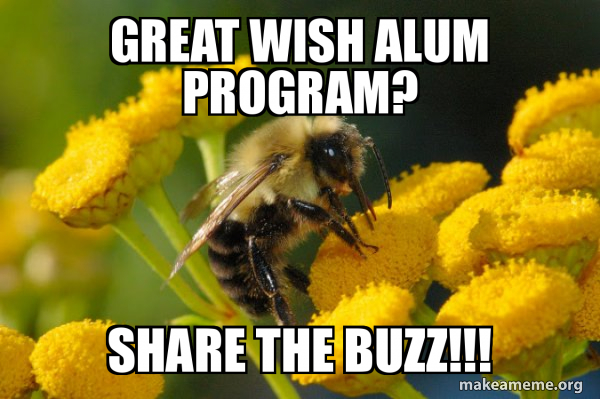 GREAT WISH ALUM PROGRAM? SHARE THE BUZZ!!! - Good Guy Bee Meme Generator