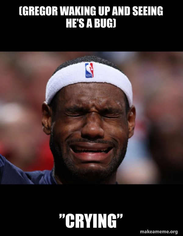 (Gregor waking up and seeing he’s a bug) ”crying” - Lebron Crying Meme ...