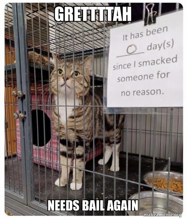 grettttah needs bail again Meme Generator