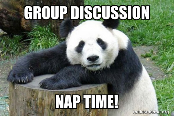Group Discussion Nap Time! - Confession Panda Meme Generator