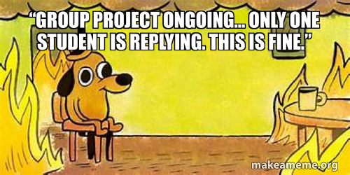 “Group project ongoing… Only one student is replying. This is fine ...