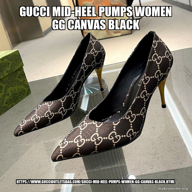 Gucci Mid-Heel Pumps Women GG Canvas Black https://www.guccioutletsbag ...