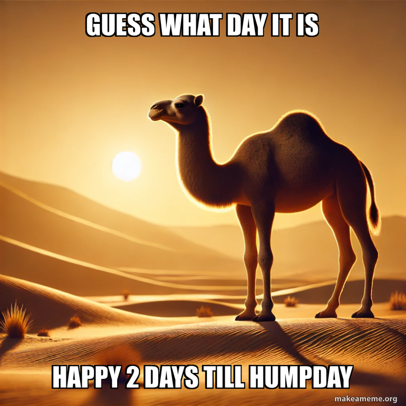 Guess what day it is Happy 2 days till humpday Meme Generator