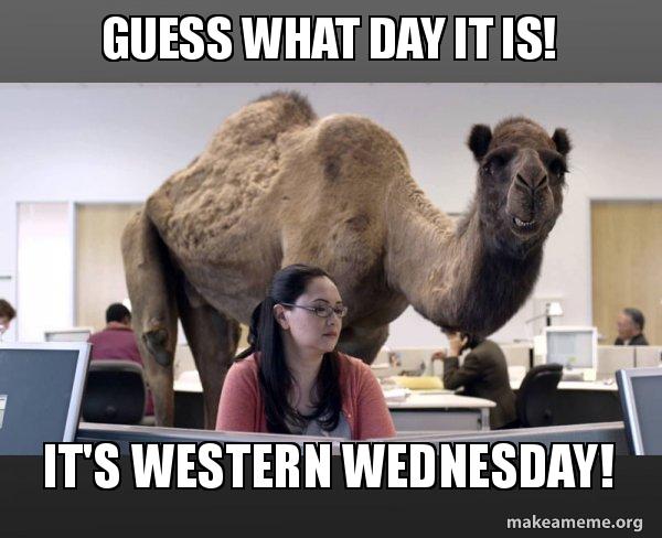 Guess What Day It Is! It's Western Wednesday! - Hump Day Camel Meme ...