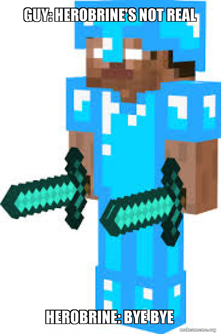 guy: herobrine's not real herobrine: bye bye Meme Generator